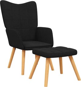 Relaxační křeslo se stoličkou černé textil 327936