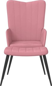 Relaxační křeslo se stoličkou růžové samet 327692