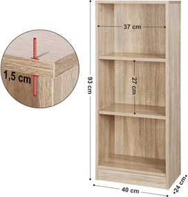 SONGMICS Regál 3 police dub sonoma 40x93 cm