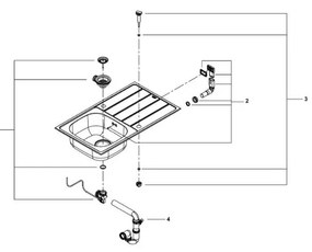 Grohe dřezový set - nerezový dřez s baterií Eurosmart - komplet, nerez, chrom K 200 SET