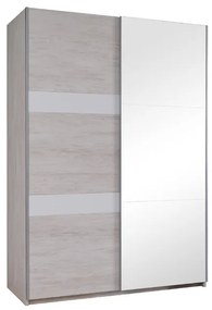 Šatní skříň 150 se zrcadlem Astor Dub Bílý Zvolte osvětlení: bez osvětlení, Barva doplňků: Bílý lesk