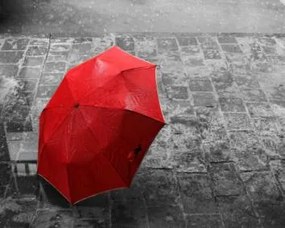Červený deštník - 40 x 50 cm