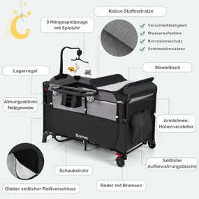 Costway Konvertibilní dětská postýlka 5 v 1 s přebalovacím pultem a úložnou