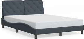 Rám postele s LED bez matrace tmavě šedý 140 x 190 cm samet 3213850