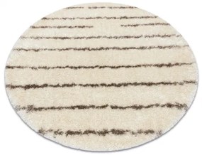 koberec FLUFFY 2371 kruhový shaggy pruhy krém / béžový velikost kruh 160 cm | krásné koberce cz