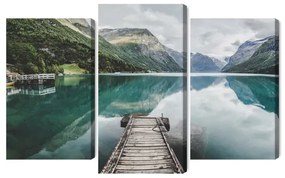 Vícedílný obraz Pohled Na Jezero Lovatnet Nedostatek Nedostatek Přírodní plátno 150x100