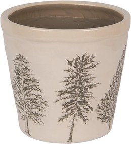 Béžový obal na květináč se stromky Natural Pine Trees M - Ø 15*14 cm