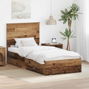 Rám postele s čelo Staré dřevo 90 x 190 cm Kompozitní dřevo 3409701