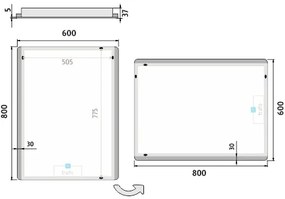 Nimco LED zrcadlo 600x800 s dotykovým senzorem ZP 17002V