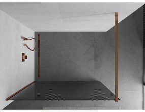 Mexen Kioto, sprchová zástěna 130 x 200 cm, 8mm sklo s žebrovým vzorem, růžové zlato profil, 800-130-101-60-09