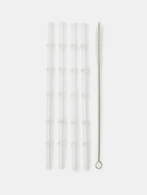 Sinsay - Sada skleněných brček s čisticím kartáčkem 5 pack - clear