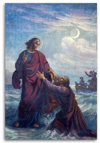 Obraz na plátně REPRODUKCE Topící se Petr a Ježíš - 70x100 cm