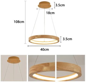 Brilagi - LED Lustr na lanku UMEA WOOD LED/30W/230V pr. 40 cm kaučukovník