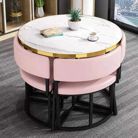 LuxuryForm DESIGN Jídelní set MONTE 4+1 - růžový / bílý