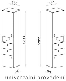 PLANET m | regál PL4 UNI | 45 cm | modrá/dub/bílá