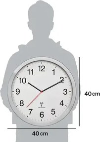 TFA 60.3545.02 bílá / Nástěnné hodiny / DCF / O 40 cm / hliníkový rám