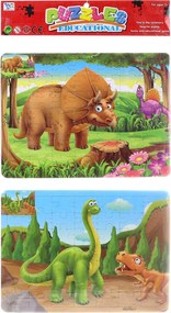 _Ostatní 1_ PUZZLE Dinosauři skládačka 2ks v rámečku 2x 49 dílků s omalovánkou 2 druhy 157727