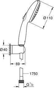 Grohe Vitalio Start - Set sprchové hlavice držáku a hadice | 2 proudy
