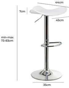 Bílé čalouněné barové stoličky v sadě 2 ks s nastavitelnou výškou (výška sedáku 73 cm) – Casa Selección