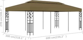 Altán 6 x 3 m taupe 180 g/m² 312245