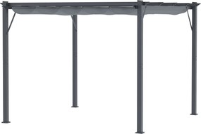 Outsunny Pergola Pavilion s posuvnou střechou pro zahradu, hliníková, antracitově šedá + tmavě šedá, 3x3x2,23m | Aosom