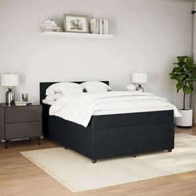 Box spring postel s matrací černá 160x200 cm samet 3290078