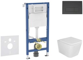 Geberit Duofix - Set předstěnové instalace, klozetu Arkas I a sedátka softclose, tlačítko Delta50, matná černá SANI11CA5127B