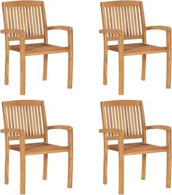 Stohovací zahradní židle s poduškami 4 ks masivní teak 3073255