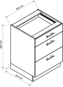 ALFASHOP ZOYA dolní D60S/3 dub