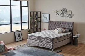 Čalouněná postel DELUXE s matrací - šedá 90 × 200 cm