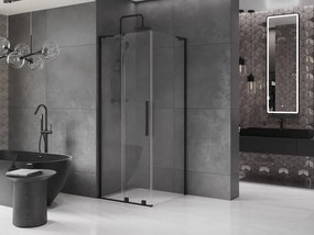 Mexen Velar L, sprchový kout s posuvnými dveřmi 110 x 110 cm, 8mm čiré sklo, černá matná, 871-110-110-03-70