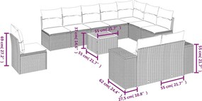 11dílný zahradní sedací souprava s poduškami béžový polyratan 3225499