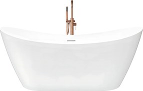 Rea FERRANO Slim, volně stojící vana 1800×800×745 mm, bílá, černá krytka odtoku, KPL-W6082