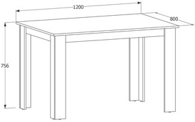 Casarredo Jídelní stůl MANGA 120x80 artisan/bílá