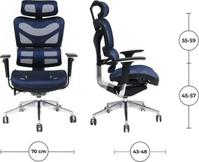 Ergonomická síťovaná kancelářská židle MOSH Airflow 702 – modrá