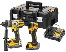 DeWALT - 18V AKU sada příklepové vrtačky a rázového utahováku, 1x aku 1,7 Ah, 1x aku 5,0 Ah, nabíječka DCK2052H1E1T