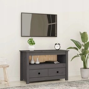 Tv Skříňka Medově Hnědá 79 X 35 X 52 Cm Masivní Borové Dřevo Šedá