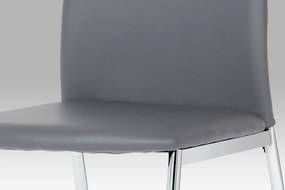 Autronic Jídelní židle koženka šedá / chrom DCL-419 GREY