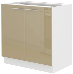 Dolní kuchyňská skříňka pod dřez Lavera 80 ZL 2F BB (bílá + lesk cappucino). 1032370
