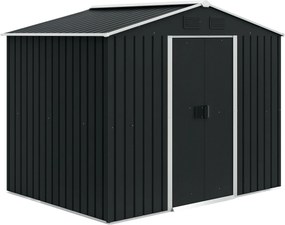 Outsunny Zahradní Kůlna 3,6m² 236x174x190 cm Šedá Zahradní Kůlna se 2 Posuvnými Dveřmi, Šikmou Střechou a 4 Okny pro Terasu | Aosom