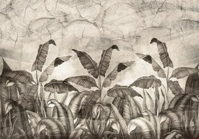 Postershop Fototapeta vliesová: Imitace přírodních listů černobílé - 254x184 cm