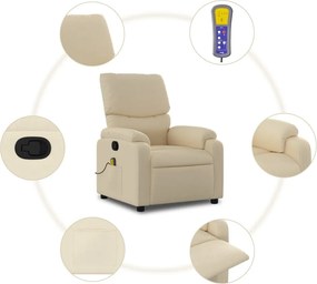 Masážní polohovací křeslo krémové barvy, látka 3205687
