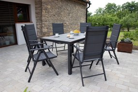 Primažidle.cz Zahradní set Ibiza se 6 židlemi a stolem 150 cm, antracit/šedý