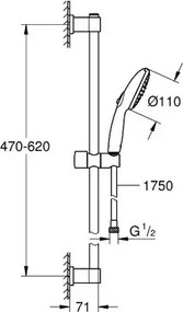 Grohe Vitalio Start - Set sprchové hlavice tyče a hadice | 2 proudy |