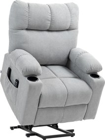 HOMCOM Křeslo pro seniory se stojanem, elektrické, se 3 režimy, 8 masážními body, vyhřívání, pěnové, 91 x 95 x 109 cm, světle šedé| Aosom