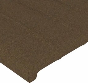 Čelo postele s LED tmavě hnědé 93 x 16 x 78/88 cm textil 3123459