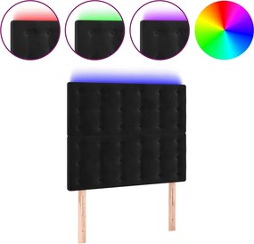 Čelo postele s LED černé 100x5x118/128 cm samet 3122902