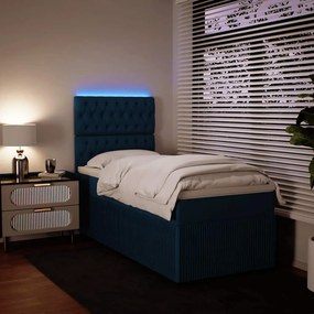 Box spring postel s matrací modrá 80 x 200 cm samet 3294500