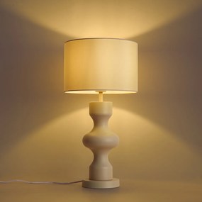 Retro stolní lampa béžová s látkovým stínidlem - Captain