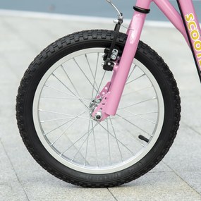 HOMCOM dětská koloběžka s brzdami 16/12 palců, odrazový můstek pro děti od 5 let v růžové barvě, městská koloběžka 135 x 58 x 92-100 cm | Aosom.de